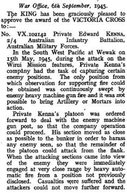 Last World War VC Edward Kenna (1919 - 2009) - Australians for ...